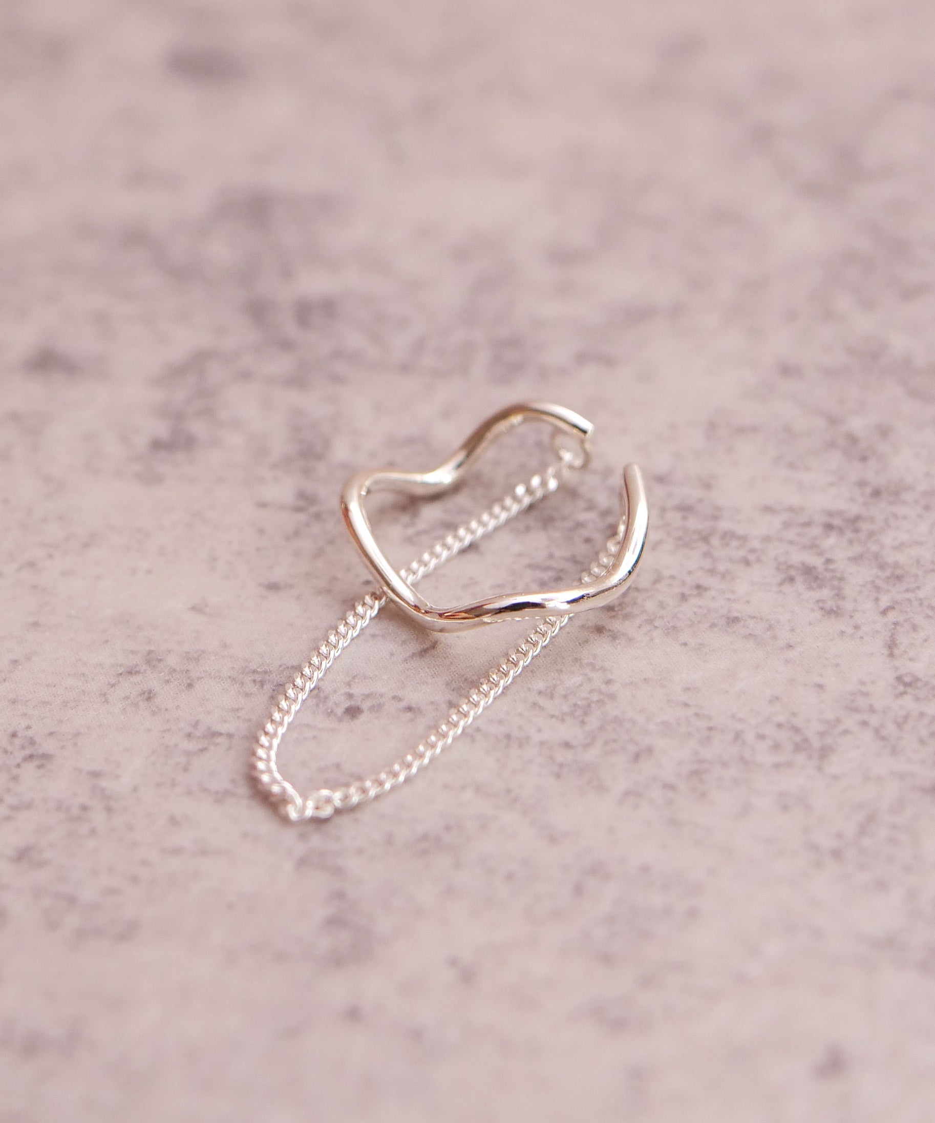 SV925 Scribble Wave Chain Ear Cuff Silver